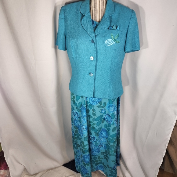 Koret | Dresses | Koret Dress Blue Green Floral Maxi Dress W Matching ...